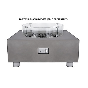 PyroMania Tao Outdoor Concrete Fire Table, 41 x 41 Inches - Natural Gas Model in Slate Gray Color