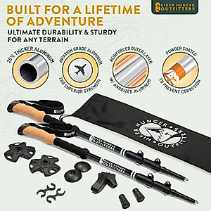 Hiker Hunger Aluminum Hiking Poles Collapsible Lightweight, Walking Sticks for Hiking, Trekking Poles for Hiking, Walking Sticks for Seniors, Hiking Stick & Walking Poles - Black
