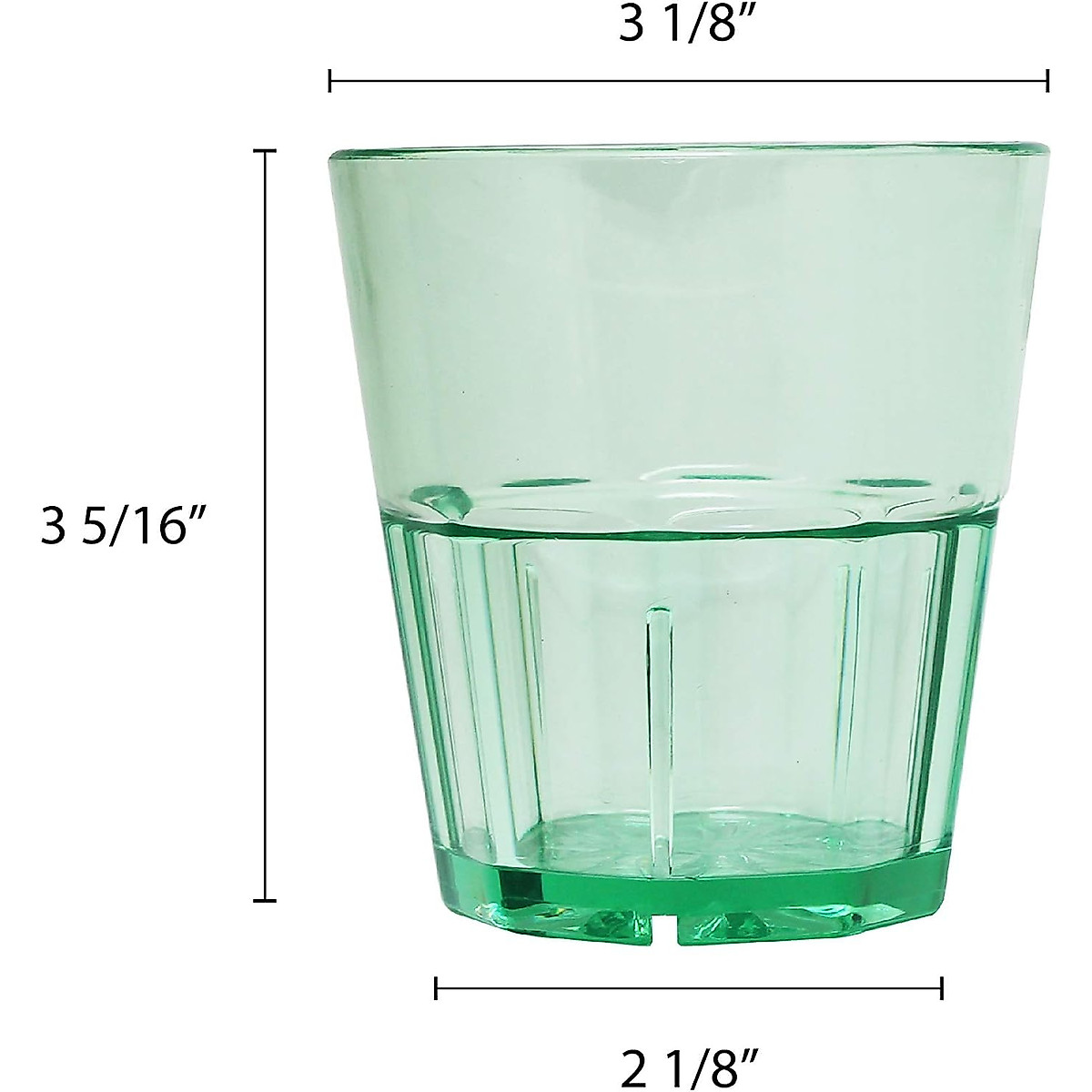 TrueCraftware- Set of 12 Diamond 8 oz. Rock Tumbler/Drinking Cups Green Polycarbonate-Premium Iced Tea Glasses Stackable Reusable Drinking Glasses Dishwasher Safe Break-Resistant for Home Restaurants