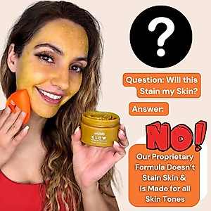 Minimo Glow Turmeric Face Scrub With Heart Applicator - Infused with Turmeric, Manuka Honey, Cinnamon, and Chamomile - Unscented Turmeric Scrub for All Skin Types- Achieve Glowing Skin Naturally