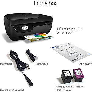 HP OfficeJet 3830 All-in-One Wireless Printer/Copier/Scanner/Fax, Instant Ink, Compatible with Alexa with XPI USB Printer Cable