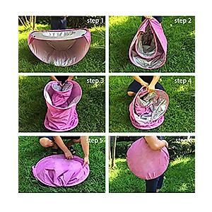 Bycc Bynn Baby Beach Tent, Pop Up Portable Beach Canopy, UV Protection Sun Shelter with Pool for Infant (Stripe-Pink)