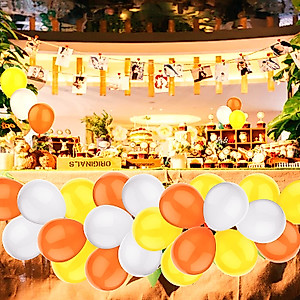 TKEJZu 100 Pcs 12 Inch Latex Balloons White Orange and Yellow Balloons Thanksgiving Decorations Fall Party Supplies for Autumn Birthday Happy Fall Party, Wedding, Engagement, Baby Shower Decoration