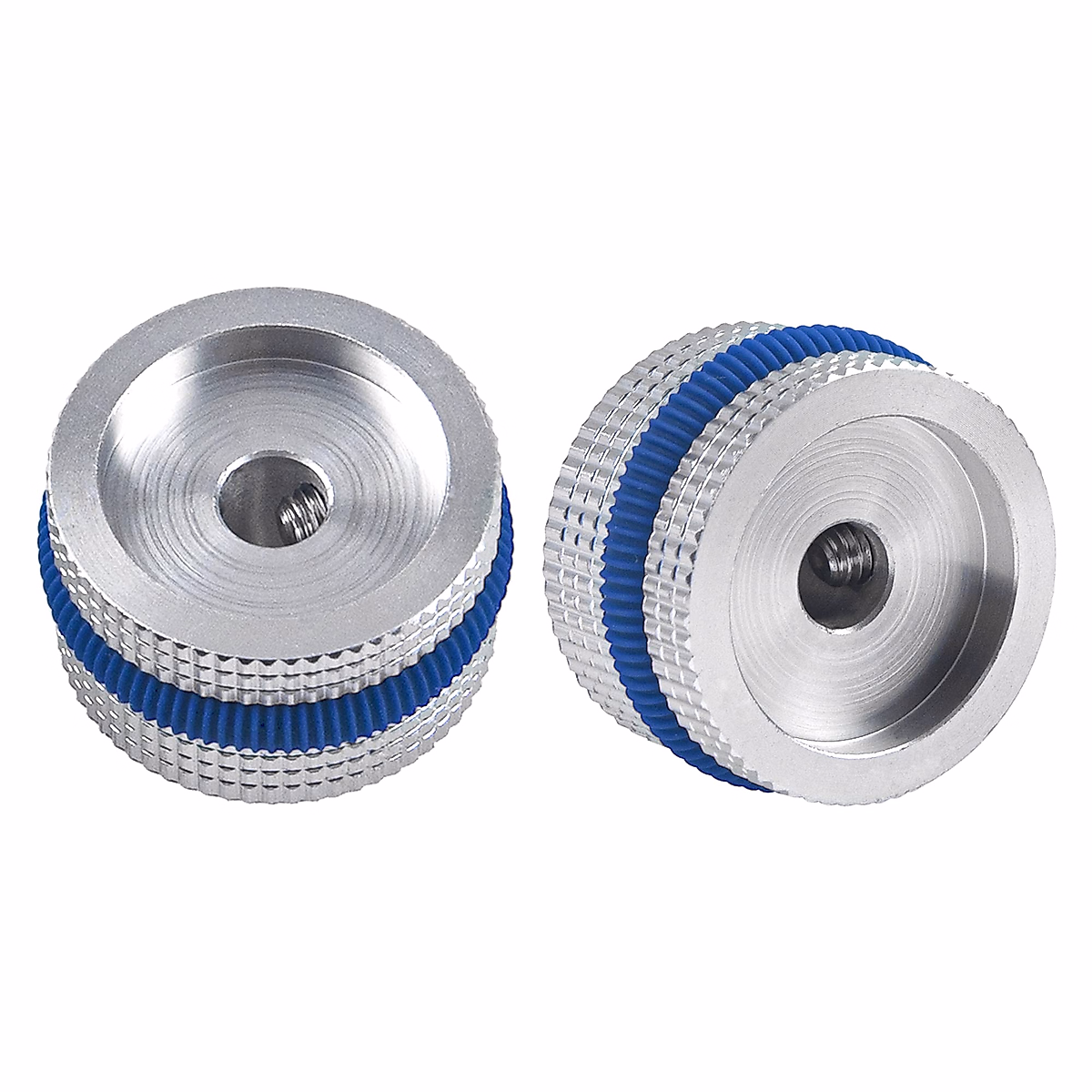 2Pcs Yootones 25 x 15.5mm Guitar knob Potentiometer Control Knob Volume Audio Electric Guitar Bass knob Screw Type Silver Aluminum Alloy & Rubber Ring Compatible with 6mm diameter shaft (Blue)