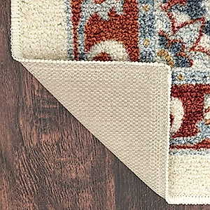 Maples Rugs Stina Vintage Medallion Kitchen Rugs Non Skid Accent Area Carpet [Made in USA], Blue/Red, 2'6" x 3'10"