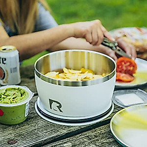 RTIC Anywhere Stainless Steel Camping Bowl Set of Two with Lids, Vacuum Insulated, Stackable, Durable, Outdoor Dinnerware, White