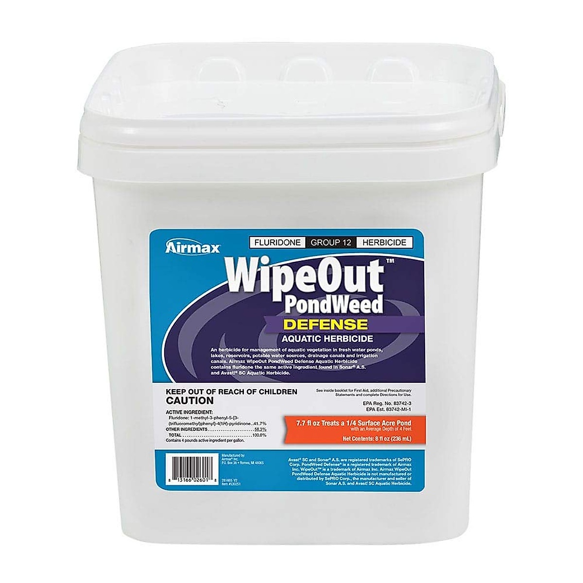 Airmax Wipeout Pond Weed Defense, Herbicide & Aquatic Weed Control, Controls Duckweed & Other Unwanted Submerged & Floating Vegetation, Easy-to-Use & Long Lasting, All-Season Treatment - 8 Ounce