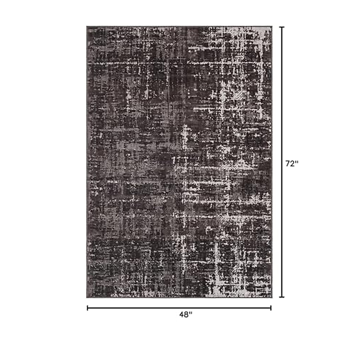 Rugs.com Valencia Collection Area Rug – 4' x 6' Charcoal Low Rug Perfect for Entryways, Kitchens, Breakfast Nooks, Accent Pieces