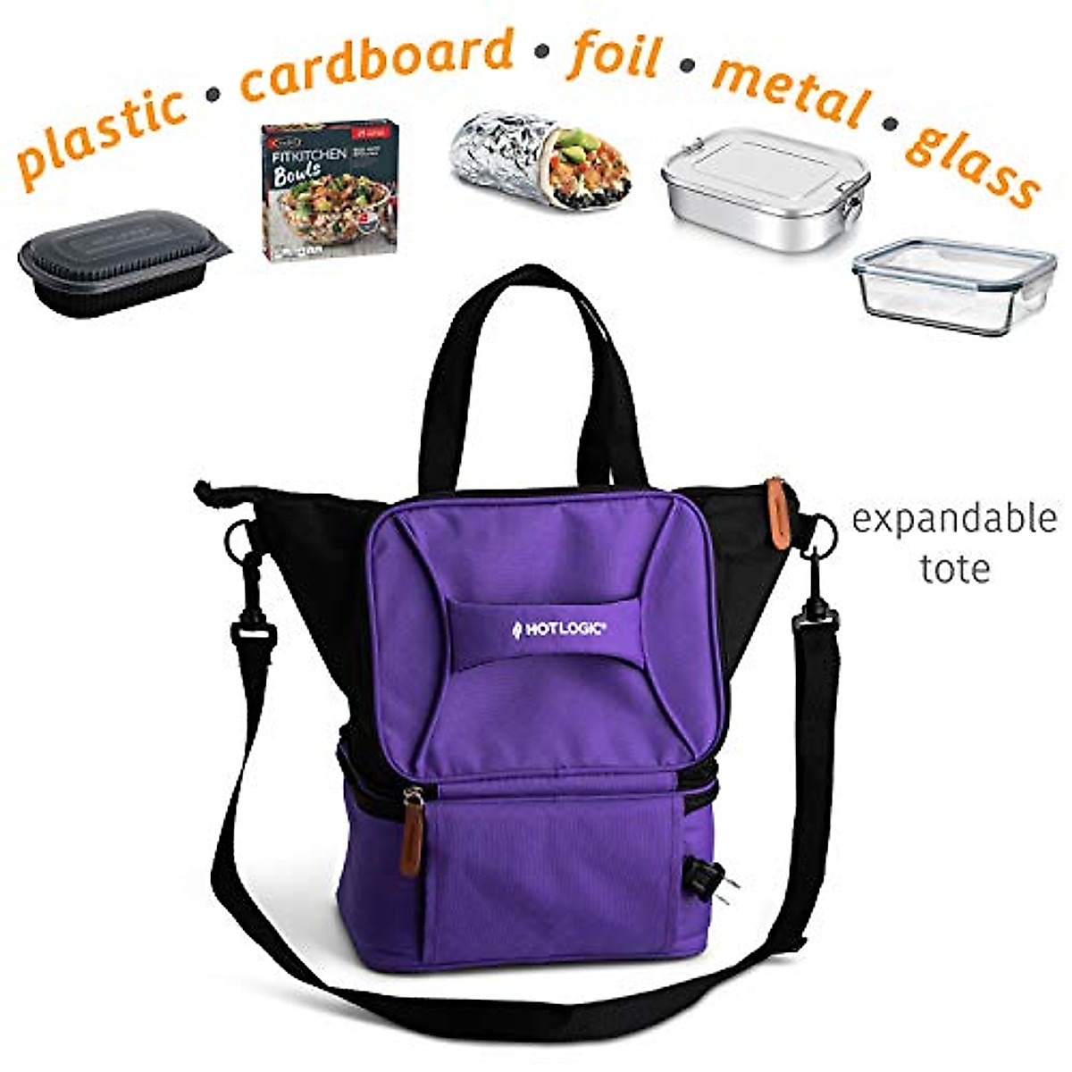 HotLogic 16801174-PUR Food Warming Tote Lunch Bag Plus 12V, Purple
