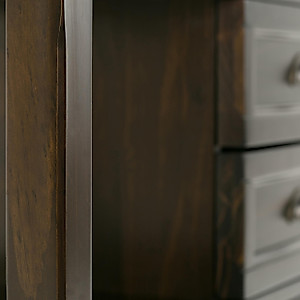 SIMPLIHOME Burlington SOLID WOOD 44 inch Wide Transitional Console Sofa Entryway Table in Mahogany Brown with Storage, 3 Drawers and 4 Shelves, for the Living Room, Entryway and Bedroom