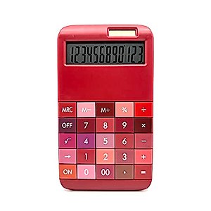 AOAILION Colorful Calculator Solar and Battery Dual Power with 12-Digit LCD Display and Big Button,Red Calculator for Women and Girls (Red)