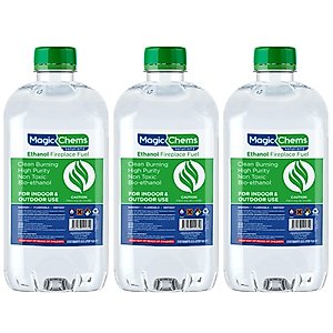 Bioethanol Fuel Tabletop Firepit (3 x 0.5Lt) for Tabletop Fireplaces, Stoves and Burners, Bioethanol Fuel for Fireplaces and Fire Pits (3 Pack 1/2 Quart)