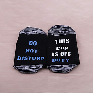LEVLO Cop Off Duty Socks Police Officer Gift Do Not Disturb This Cop is Off Duty Socks Cop Gift for Men Policemen Socks (2 Pairs/Set)