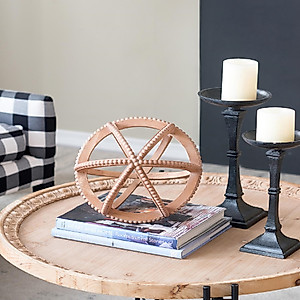 A & B Home 10 in W Round Natural Fir Wood and Resin Decorative Ball, Home Accent Décor