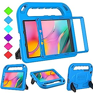 BMOUO for Samsung Galaxy Tab A 8.0 Case 2019 SM-T290/T295, Tab A 8.0 2019 Case with Screen Protector, Shockproof Light Weight Handle Stand Galaxy Tab A 8.0 inch 2019 Kids Case Without S Pen - Blue