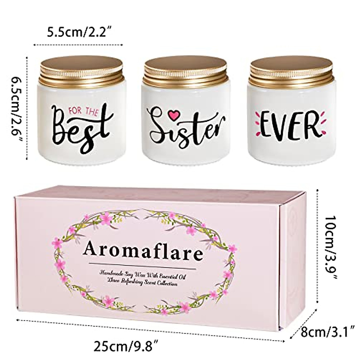 Aromaflare Sisters Gifts from Sister Lavender Scented Candle Gifts for Women Unique Friendship Present Christmas Mother's Day Birthday Gift for Soul Bestie Best Friend BFF Girlfriend