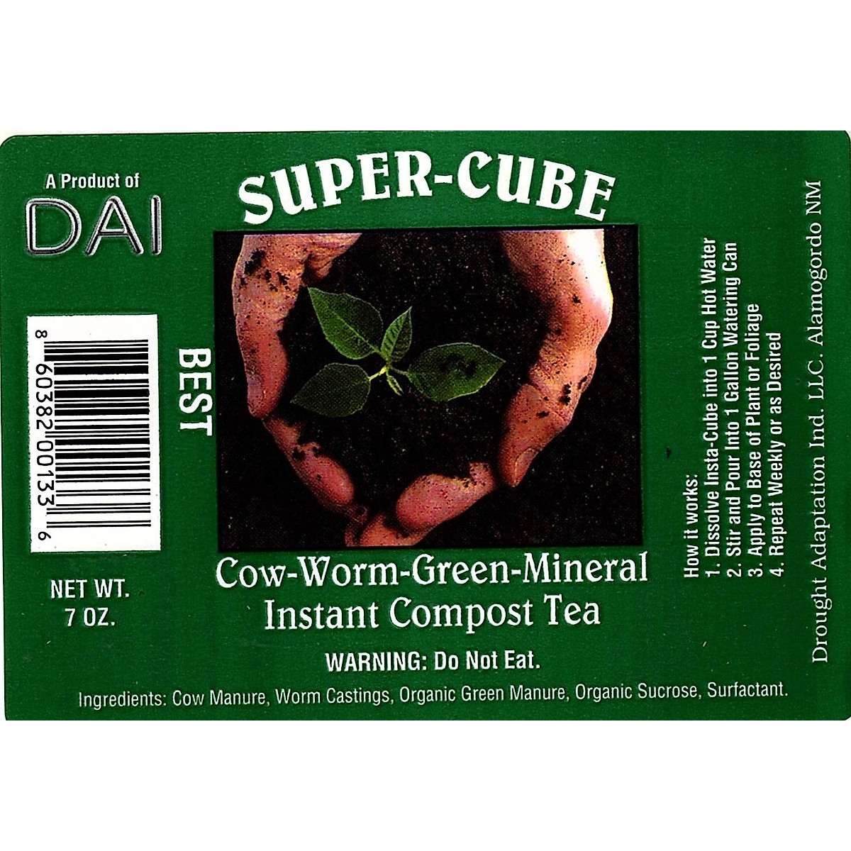 Super Cube Organic Compost Tea, Soil Fertilizer, and Plant Growth Stimulate, Natural Cow Manure and Worm Castings, Indoor or Outdoor Gardening, 10.