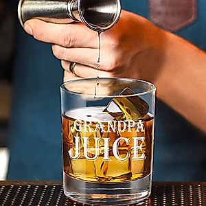 LIGHTEN LIFE Grandpa Juice Whiskey Glass 12 oz,Unique Grandpa Gifts in Valued Wooden Box,Funny Grandpa Gifts Ideas for New Grandpa,Birthday from Grandson,Granddaughter