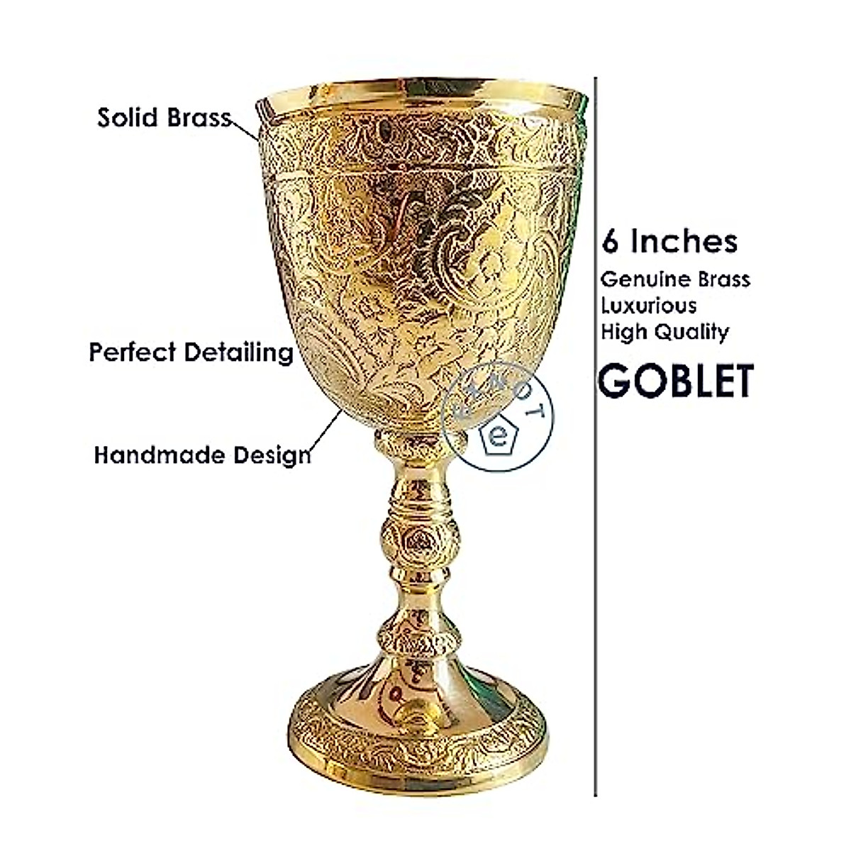 EXNOT Brass Vintage Chalice Goblet | 1x Royal Wine Cups of King Arthur - Renaissance Medieval Gifts for Communion, Christmas Pack of 1pc Royal Chalice Catholic Church, Baptism, Confirmation, Holy.