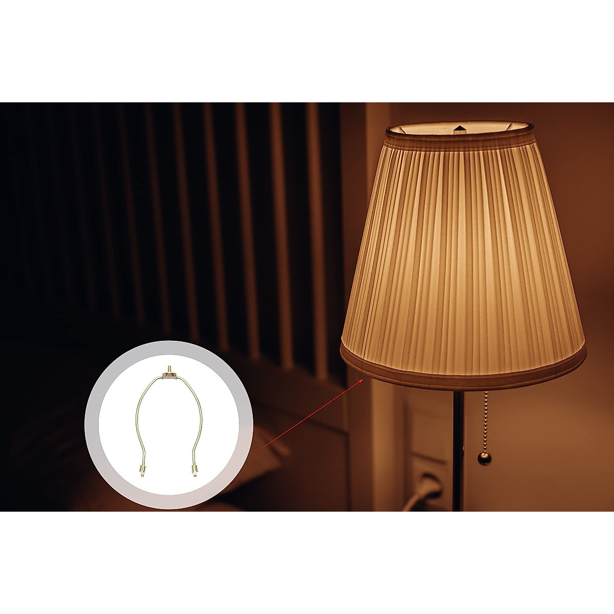 KUMGROT 2pcs Lamp Shade Harp Holder Lamp Replacement Parts Lampshade Bracket Lamp Frame for Table Lamp Floor Lamp Gold Harp Holder 7 Inches