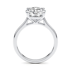 GLAM AND GEMS 2-3 Carat Cushion/Round/Emerald/Radiant Cut Moissanite Engagement Statement Wedding Band Ring for Women in 14k White Gold (D-E, VS1, White Gold, Created Moissanite