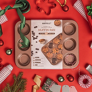 HAPPIELS Non-Toxic Nonstick 12-Cup Muffin Pan | Non toxic Cupcake Pan Non Stick | Muffin Tin 12 cups