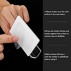 Kamehame 2 Pack Wall Mount Phone Holder Adhesive Cell Phone Charging Stand Smartphone Storage Organizer Bracket for Home Office Compatible with All Phone, Silky White & Clear