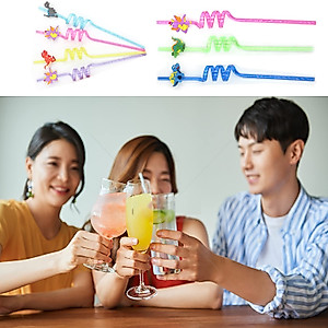 24pcs Reusable Dinosaur Straws, Plastic Dinosaur Drinking Straws for Kids Birthday Party Favors, 8 Styles Safari Jungle Dinosaur Theme Straws for Dinosaur Party Decoration Supplies.