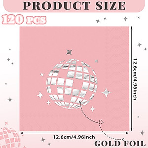 Geyoga 120 Sheets 70s Pink Disco Party Napkins Stylish Disposable 80s 90s Party Supplies Disco Ball Napkins Paper for Engagement Birthday Graduation Baby Shower Bachelorette Hip Hop Party Decorations