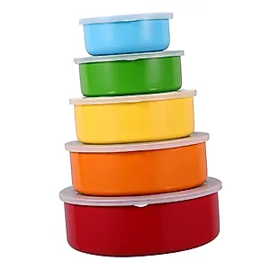 MUSISALY 5 Pcs Crisper Snack Containers Stainless Steel Food Containers Metal Food Containers with Lids Stainless Steel Containers with Lids Stainless Steel Bowls Food Preservation Bowls