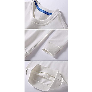 HAXICO Unisex Kids Solid Cotton Pullover Sweatshirt T-Shirt Toddler Baby Boys Girls Crewneck Long Sleeve T-Shirt Tops Blouse White, 2T