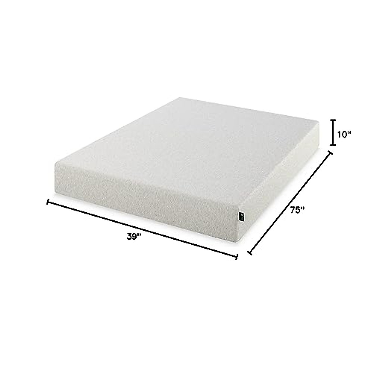 ZINUS 10 Inch Ultima Memory Foam Mattress, Twin, Fiberglass Free, Pressure Relieving, CertiPUR-US Certified, Mattress in A Box, White