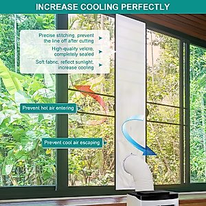 Brosyda Portable AC Window Kit, Air Conditioner Window Vent Kit, 9.8"(W) x 40"~63"(L) Adjustable,Waterproof No Drilling, Easy to Install Window Seal for Portable AC Unit