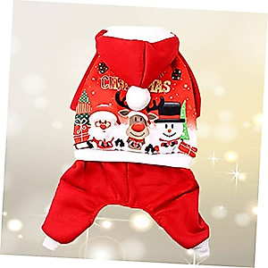 Mipcase Santa Clothes- Xmas Party Dog for Cartoon Claus Christmas Dress Pants Funny Hoodie Costume Outfit Cats Apparel Soft Red Feet Snowman Lovely Outfits Up Warm Puppy Cute Jumpsuit Pet