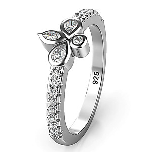 Metal Factory Sz 4.0 Solid Sterling Silver CZ Fleur de lis Wedding Engagement Ring