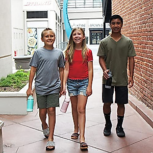 Takeya Actives Kids Insulated Stainless Steel Kids Water Bottle with Straw Lid, 14 Ounce, Blush Monochrome