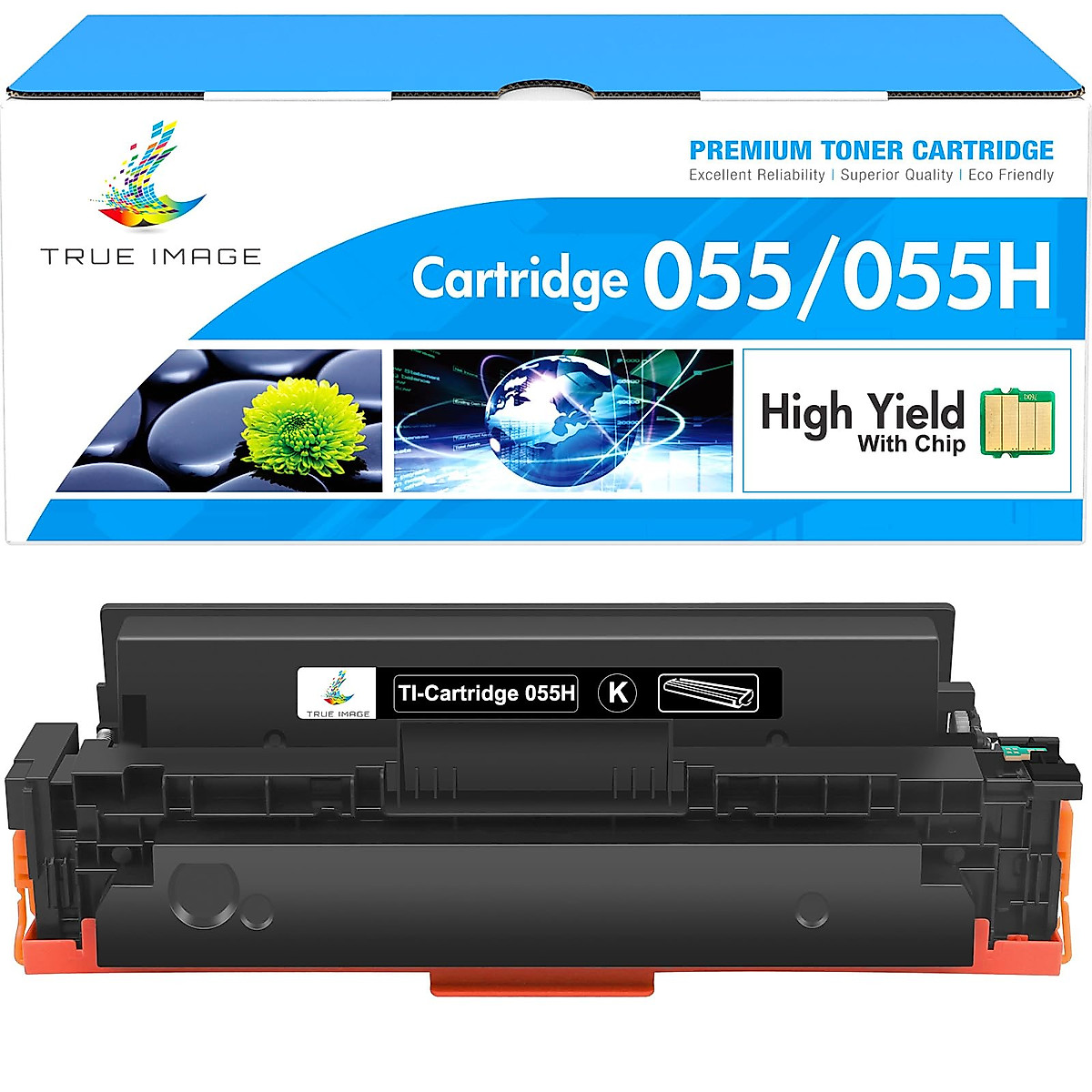 TRUE IMAGE Compatible Toner Cartridge Replacement for Canon 055H 055 Toner Canon Color ImageCLASS MF743Cdw MF741Cdw MF746Cdw MF743 MF740C MF745Cdw LBP664Cdw LBP660C Series Printer (Black, 1-Pack)
