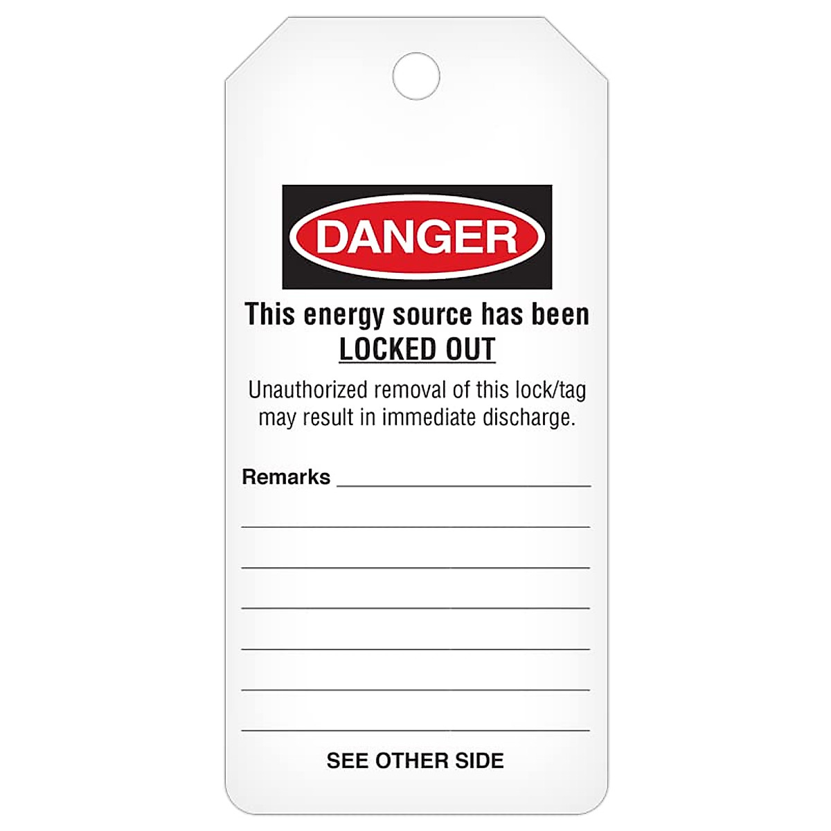 INCOM Manufacturing Lockout Tags On A Roll, Danger Locked Out, Heavy-Duty Polytag Stock, Waterproof and Tear-Resistant, Red/Black On White, 6.25 Inch X 3 Inch X 10 Mil Thickness, 100 pack, RT6027C