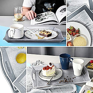 Set of 3 Large Serving Trays w/Handles Nesting Breakfast Serving Trays Afternoon Tea Tray Decorative Rectangular Display Tray Set Nested Food Tray Butler Serving Tray for Kitchen Party Dinner Snack