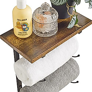 IBUYKE Industrial Towel Rack Wall Mounted, Metal Rack Towel Shelf,Towel Holder, Towel Storage for Bathroom Organizer Decor Rustic Brown TTR002H