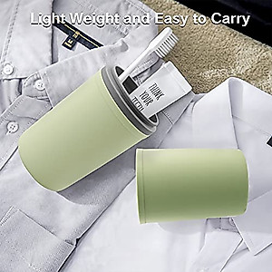 Suruid Toothbrush Case Multifunctional Toothbrush Storage Box Portable Travel Wash Cup Toothbrush Cup Wall Mounted Toothbrush Holder for Bathroom, Useful for Travel, Camping, Business, School - Green