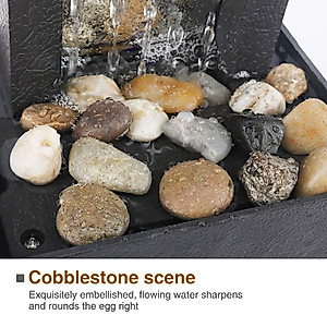 Tabletop Fountains, Indoor Water Fountain with LED Lights-Zen Garden for Desk Waterfall Tabletop Fountain for Office and Home Décor, with Stone Wall and Soothing Sound(1)