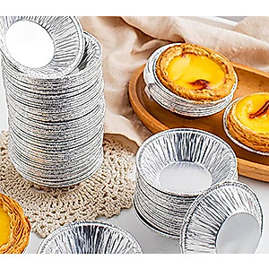 250Pcs Aluminum Foil Tart Pan Egg Tart Pan Freezer & Oven Safe Disposable Round Egg Tart Tin Foil Pans for Baking Supplies