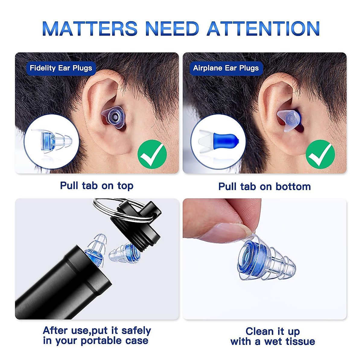 SureFire EP4 Sonic Defenders Plus filtered Earplugs, triple flanged design, reusable, Black, Medium