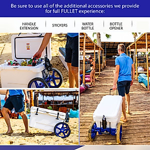 FULLET Cooler Wheel Kit for Yeti & RTIC Cooler Carts - 12 Inch Wheels & Ratchet Straps for Coleman Ice Chest – Universal Heavy Duty RTIC/Igloo Wheel Kit with Cooler Accessories for Camping & Beach