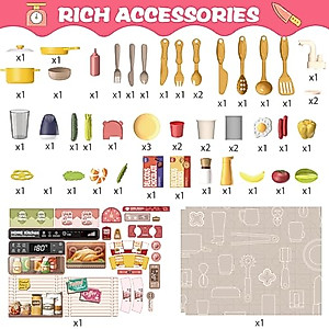 UNIH Kids Play Kitchen Playset, Toy Kitchen for Toddlers,Kitchen Set with Light and Sounds Pretend Play Kitchen Toys for Girls Boys 3 4 5 Year Old