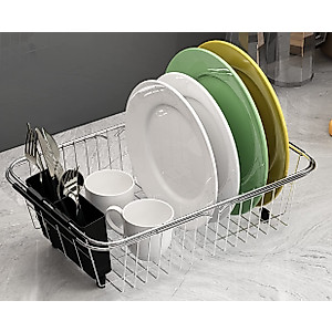 TESOT Adjustable Over Sink Dish Rack Stainless Steel Dish Drying Rack On Counter or in Sink, Rustproof