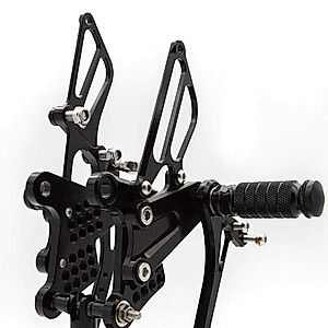 CNC ZX6R 09-20 Motorcycle Adjustable Rearsets Foot Pegs Rear Set Footpeg Brake Shift Pedal Compatible with Ninja 600 ZX6R ZX636 2009-2020 Black
