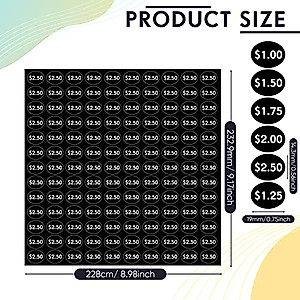 Sabary 6 Sheets Vending Machine Price Labels Soda Snack $1.00 $1.25 $1.50 $1.75 $2.00 $2.50 Vending Machine Labels Stickers for Business (Black)