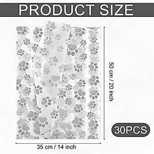 30pcs Dog Paw Tissue Paper, 20x14in Cute Paw Print Tissue Paper Puppy Paws Tissue Paper Sheets Gift Wrapping Tissue Paper for Gift Packaging Wedding Birthday Party Supplies(Silver)